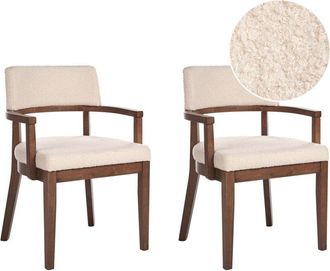 Beliani Esszimmerstuhl 2er Set DALBO Boucl&eacute; Hellbeige