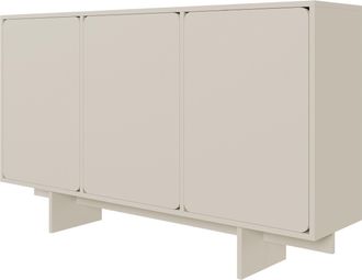 Selsey Kommode Aufbewahrungsschrank 3 T&uuml;ren 150 cm Schrank Schubladenschrank Push to Open Graubeige Wuwu