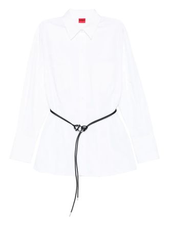 HUGO BOSS chemise en coton à taille ceinturée - Blanc