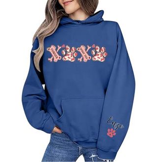 Generic Sweatshirt imprim&eacute; chien Saint-Valentin 2026 amoureux maman papa, bleu, XXL