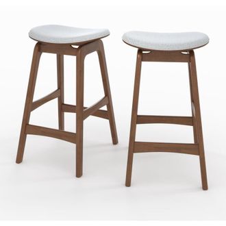 Rendez-Vous D&eacute;co Rendez-vous D&eacute;co - Lot de 2 tabourets pour &icirc;lot central 65,5 cm en bois et tissu gris - jude