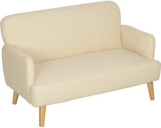 HOMCOM Canap&eacute; 2 Places Style Moderne avec accoudoirs et Assise rembourr&eacute;e, Mini Sofa en Tissu Effet Velours, canap&eacute; de Salon 130 cm, Charge 240 kg, pour Peti