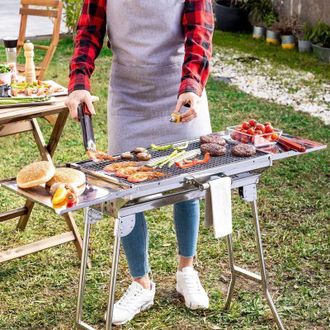 InnovaGoods Innovagoods - Zusammenklappbarer Holzkohlegrill aus Edelstahl ExelQ