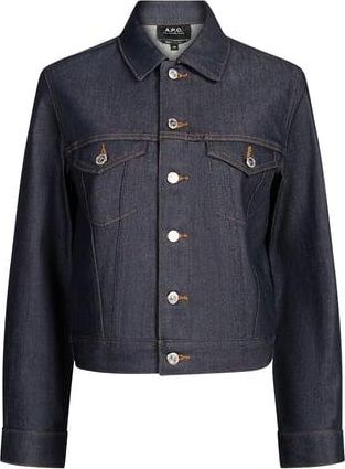 A.P.C. Veste denim cropped en coton m&eacute;lang&eacute;