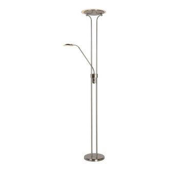 Lucide Lampadaire Led dimmable avec liseuse Champion chrome bross&eacute; Lucide