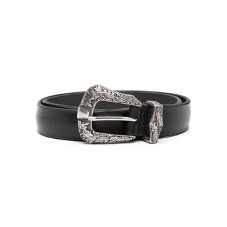 Orciani Homme, Accessoires, Noir, Taille: 105 CM Ceinture en Cuir Noir avec Boucle Argent&eacute;e