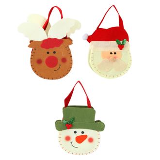 Generico Weihnachtstüten, 3 Stück, mit Griff aus Filz, für Süßigkeiten, Party, Dekoration, Schokolade, Kekse, kleines Spielzeug, Einkaufen