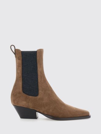 Brunello Cucinelli Bottines Chelsea en cuir su&eacute;d&eacute; avec petit talon &eacute;vas&eacute;