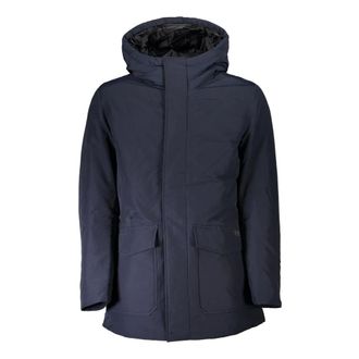 Woolrich Homme, Manteaux, Bleu, Taille: XL Veste Bleue &agrave; Capuche avec Logo
