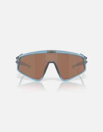 Oakley Kylian Mbappé Signature Series Latch Panel - Lunettes de soleil masque à verres réfléchissants marron - Bleu délavé transparent