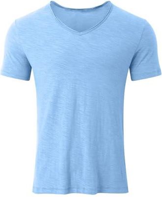 Generic T-shirt &agrave; col en V pour homme - Manches courtes - Coupe ajust&eacute;e - Confortable - Doux - D&eacute;contract&eacute; - Pour lentra&icirc;nement en plein air, la gym, lentra&icirc;n
