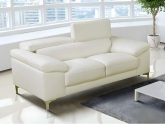 Vente-Unique Ledersofa 2-Sitzer - Weiß - Solange