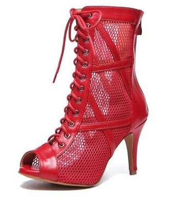 Miyoopark Chaussures de danse pour femme - Talon haut - Bottes de soir&eacute;e latine, L545 Rouge 8 Talon 5 cm, 41.5 EU
