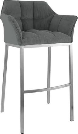 Clp Tabouret de Bar avec Dossier Damaso, Chaise de Bar rembourr&eacute;e avec rev&ecirc;tement en Velours c&ocirc;tel&eacute;, pouvant Supporter jusqu&agrave; 240 kg, Couleur:Gris, Couleu