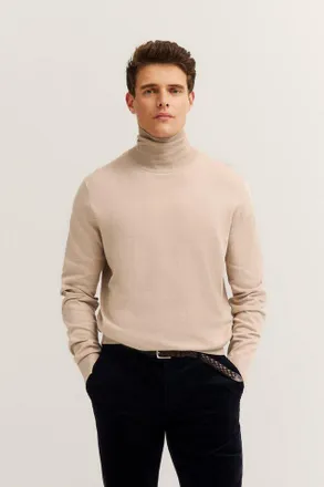 Bugatti Rollkragenpullover Regular Fit aus Baumwolle-Kaschmir