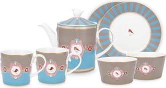 Pip Studio Love Birds Teeset blau-Khaki Set7