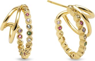 Singularu Orbit Creolen. Messing mit 18 Kt Vergoldeter Beschichtung und Zirkonia. Schmuck f&uuml;r Damen