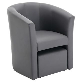 Vente-Unique Vente-unique - Fauteuil cabriolet et pouf en simili gris jovana