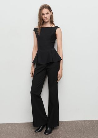 Mango Schulterfreies Peplum-Top schwarz - Damen - XS - MANGO