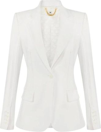 Elisabetta Franchi Femme, Vestes, Beige, Taille: 44 FR Double-layer Stretch Crepe Jacket