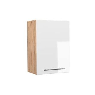 Vicco el&eacute;ment Haut de Cuisine Fame-Line, Blanc Haute Brillance/Ch&ecirc;ne de Force dor&eacute;, 50 cm