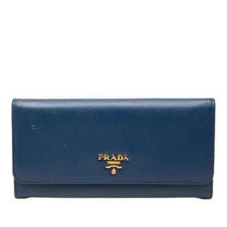 Prada Portefeuille Saffiano Pre-owned - Femme - Pre-owned - Bleu - Taille: ONE Size