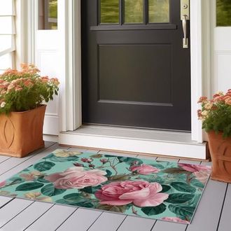 Generic Rose Lavable en Machine Tapis Salon Fleurs Roses Style fran&ccedil;ais, 120 x 180 cm Doux Tapis de Sol Pelucheux Dessous Antid&eacute;rapant, Entree Interieur Chamb