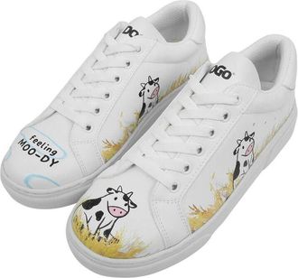 Dogo Damen-Sneaker aus veganem Leder, Weiß - Feeling Moody Motiv, Mehrfarbig, 39 EU