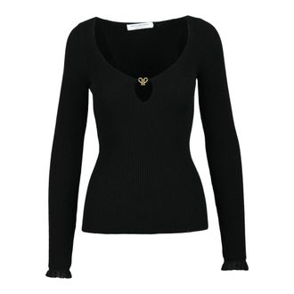 Philosophy di Lorenzo Serafini Femme, Pulls, Noir, Taille: 38 FR Maglina Cannettata