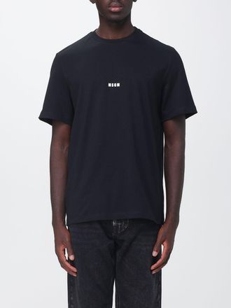 Msgm T-shirt en coton &agrave; col rond et logo contrastant