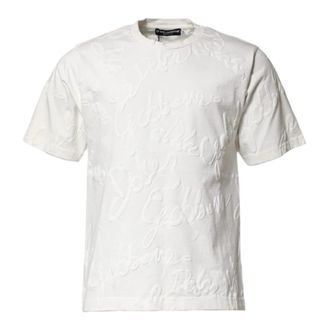 Dolce & Gabbana Embossed Logo Baumwoll-T-Shirt - - Tops - Damen - Wei&szlig; - XL