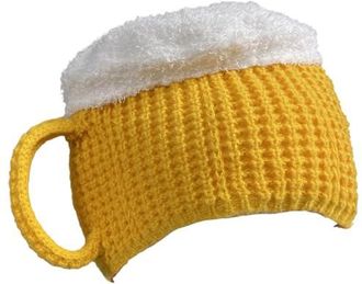 Generic Bonnet tricot&eacute; 3D en Forme de canette de bi&egrave;re - Bonnet Humoristique pour Homme, Chaud, Doux, Couvre-Chef dhiver, &eacute;lastique, pour Femme - Costume Fant