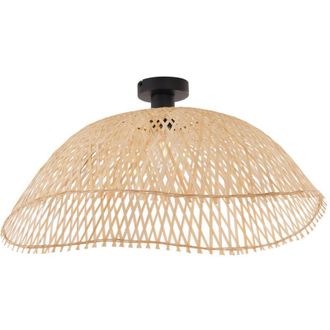 QAZQA Art-Deco-Deckenleuchte Schwarz mit Naturbambus 60cm - Alka
