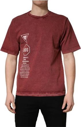 Dolce & Gabbana Homme, Tops, Brun, Taille: XS T-Shirt &agrave; Manches Courtes et Col Rond