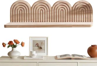 Generico Boho-Wandregal | Holzdekoration im Boho-Stil, Retro-Wandregal | f&uuml;r Schlafzimmer, Kindergarten, Bauernhaus, K&uuml;che, Wohnzimmer, B&uuml;ro, Waschk&uuml;che