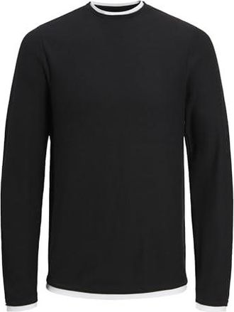 Jack & Jones Jortwinn Knit Crew Neck Sn Pull en Tricot, Noir, XL Homme