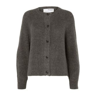 Selected Kurze Strickjacke - - Knitwear - Damen - Grau - XL