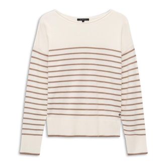 Bugatti Femme, Pulls, Beige, Taille: 36 FR Pull ray&eacute; &agrave; col rond