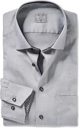 Marvelis Chemise &agrave; manches longues pour homme, coupe confortable, serg&eacute;, 13 New Kent, Gris argent&eacute; 63, 43