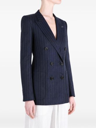 Givenchy Pinstripe Double-Breasted Wool Blazer - Navy