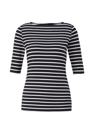 Comma T-Shirt Basic gestreift, mit Karreeausschnitt