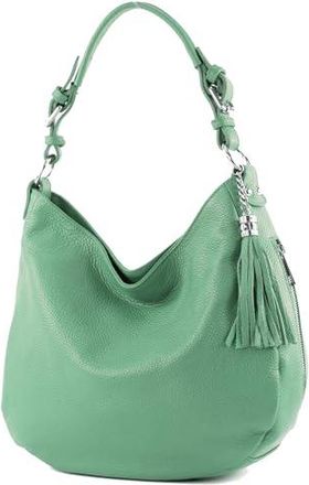 modamoda.de T200 Sac à bandoulière en cuir pour femme fabriqué à la main en Italie, Gris vert, m