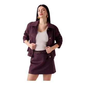 Guess Femme, Vestes, Violet, Taille: 42 FR Grace Suede Jacket