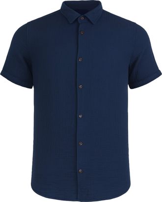 Ted Baker Digmer Texturiertes Leichtgewicht Herren Hemd in Marineblau
