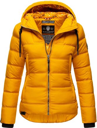 Navahoo Damen Winterjacke Steppjacke mit Kapuze warm gefüttert B878 [B878-Renes-Gelb-Gr.XS]