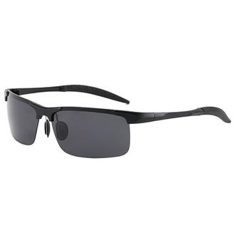 Generic Lunettes de soleil polaris&eacute;es pour homme - Monture en alliage semi-jante - Technologie photochromique - Design l&eacute;ger - Protection UV, Cadre noir gris 