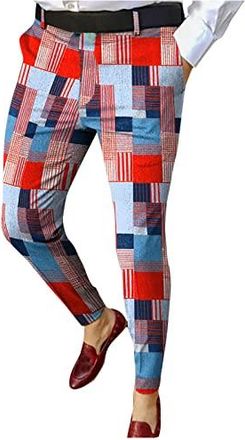 Generic Pantalon business droit et fin pour homme - Motif &agrave; carreaux - Pantalon de loisirs respirant - Avec poches - Pantalon d&eacute;t&eacute; tendance - Pantalon de spor
