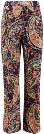Etro Femme, Pantalons, Multicolore, Taille: 42 FR Pantalon Bootcut en Cady Stretch avec Motif Paisley Floral