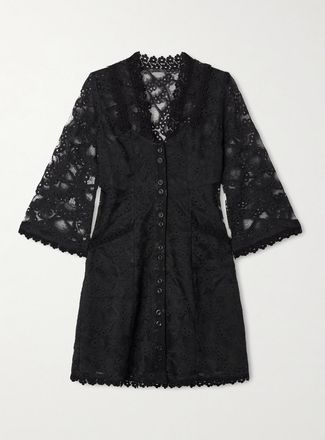 Maison Mayle Valesca Minikleid Aus Spitze Aus Einer Baumwollmischung Mit Bes&auml;tzen Aus Seide - Schwarz