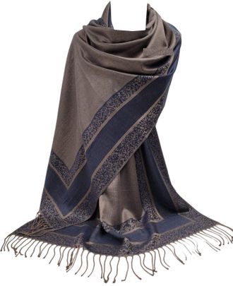 GFM Schal im Pashmina-Stil f&uuml;r Damen -S1-Bknd-dunkelblau braun- (FRL1) (Pash-BKND-GHNL)